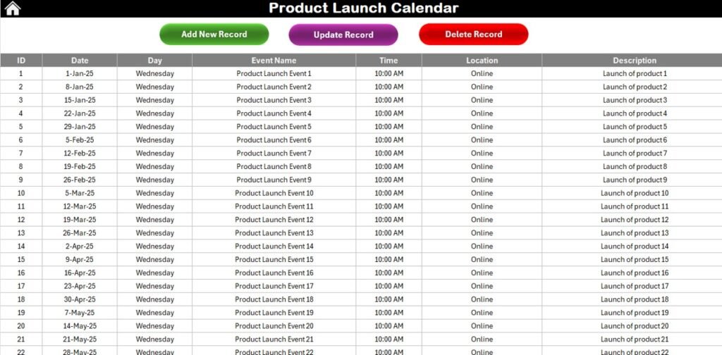 Product Launch Calendar in Excel - Next Gen Templates