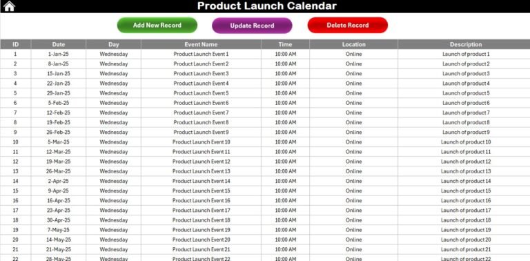 Product Launch Calendar in Excel - Next Gen Templates