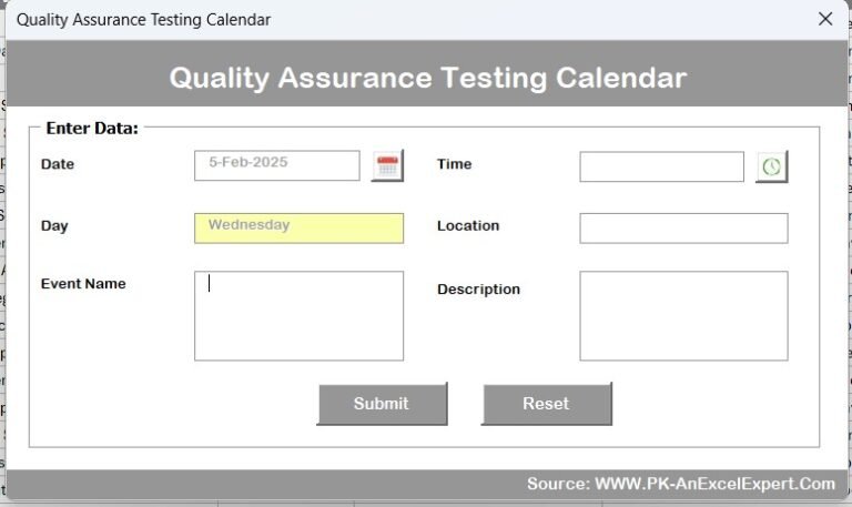 Quality Assurance Testing Calendar in Excel - Next Gen Templates