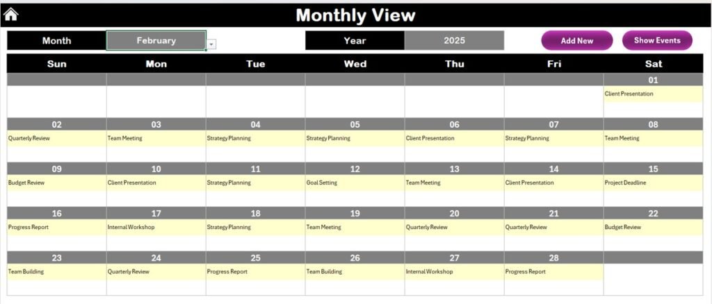 Quarterly Review Calendar in Excel - Next Gen Templates