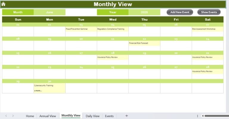 Risk Management Calendar in Excel - Next Gen Templates