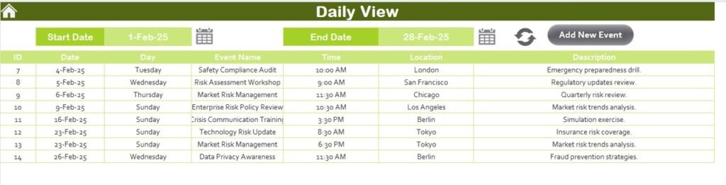 Risk Management Calendar in Excel - Next Gen Templates