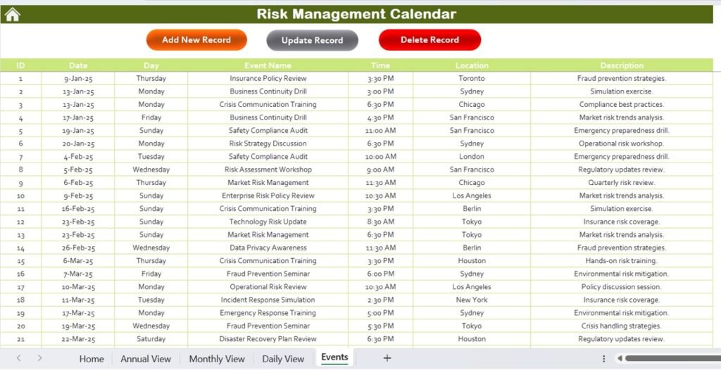 Risk Management Calendar in Excel - Next Gen Templates