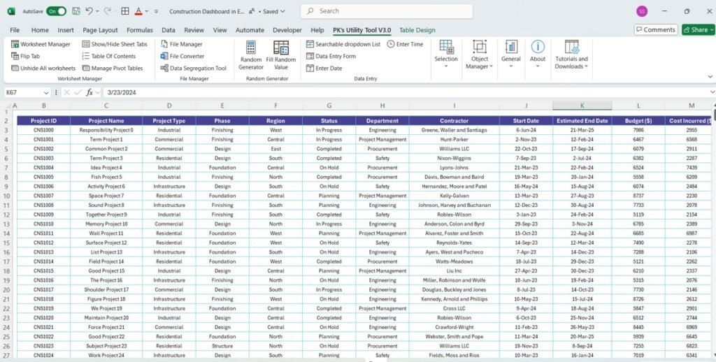 Construction Dashboard in Excel - Next Gen Templates