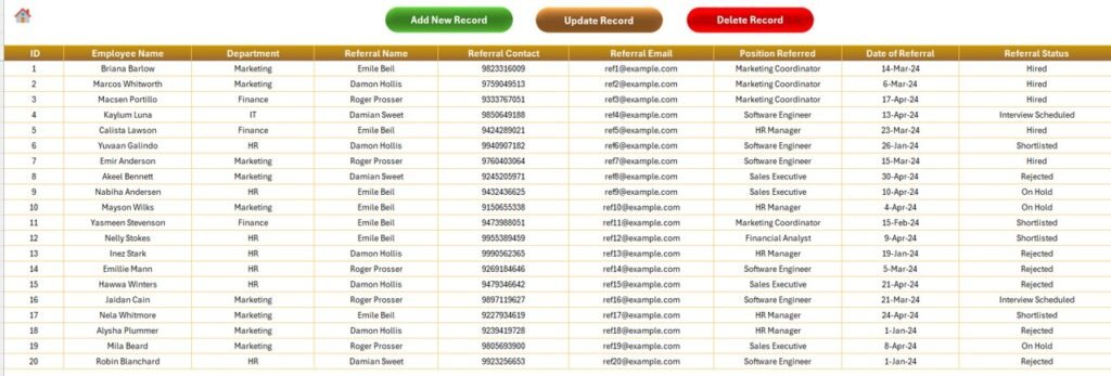Employee Referral Tracker in Excel - Next Gen Templates