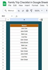 Family Trip Checklist in Google Sheets - Next Gen Templates