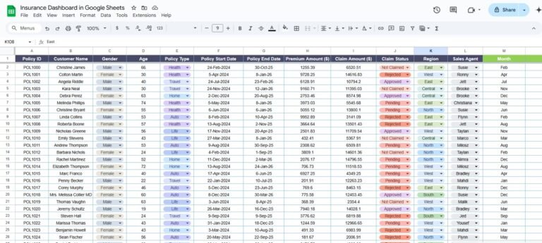 Insurance Dashboard in Google Sheets - Next Gen Templates