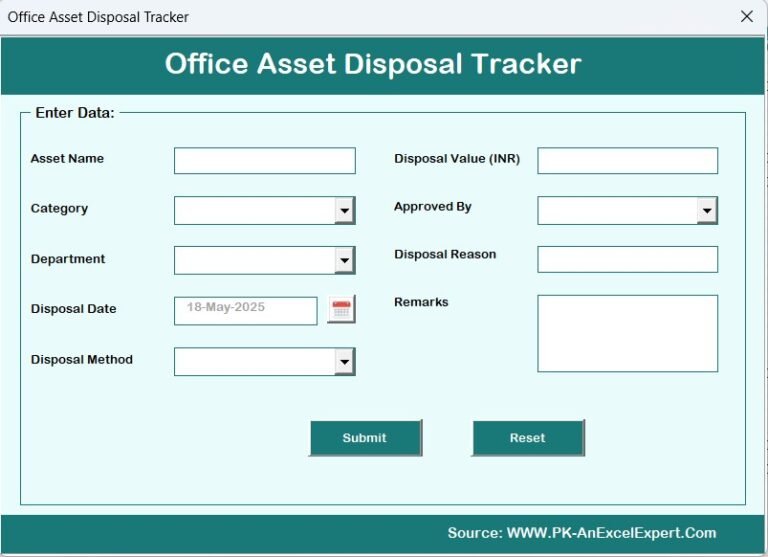 Office Asset Disposal Tracker in Excel - Next Gen Templates