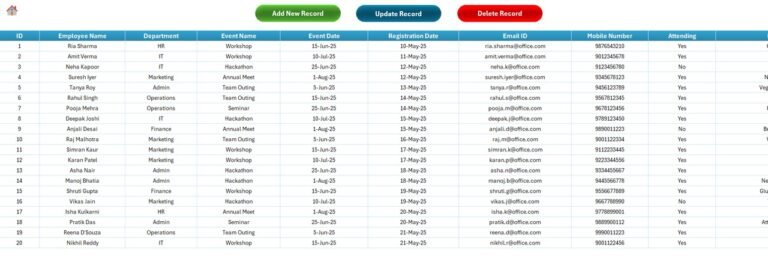 Office Event Registration Tracker in Excel - Next Gen Templates