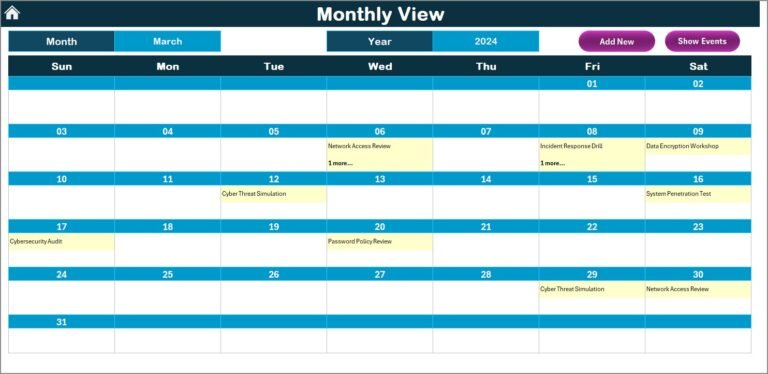Operations Cybersecurity Calendar in Excel - Next Gen Templates
