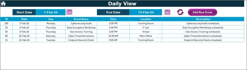 Operations Cybersecurity Calendar in Excel - Next Gen Templates