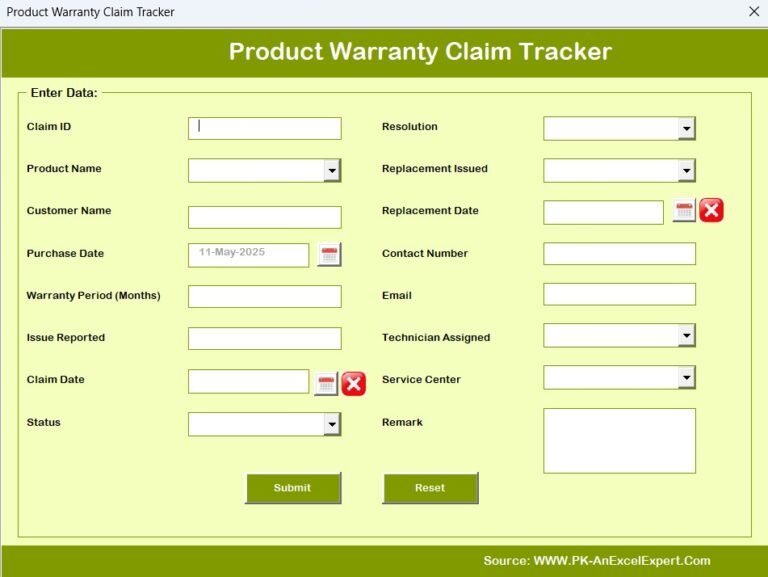 Product Warranty Claim Tracker in Excel - Next Gen Templates
