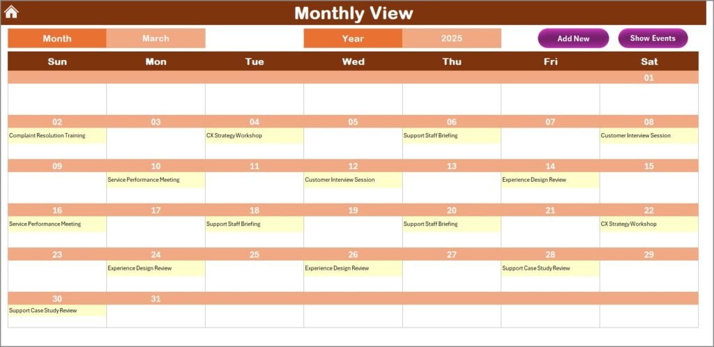 Technology Customer Service Customer Experience Calendar in Excel ...