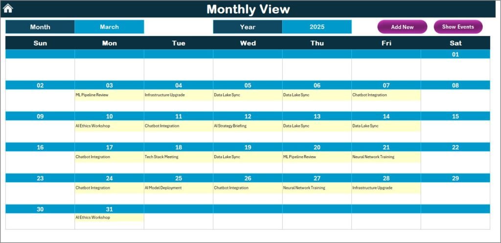 Technology Operations AI Implementation Calendar in Excel - Next Gen ...