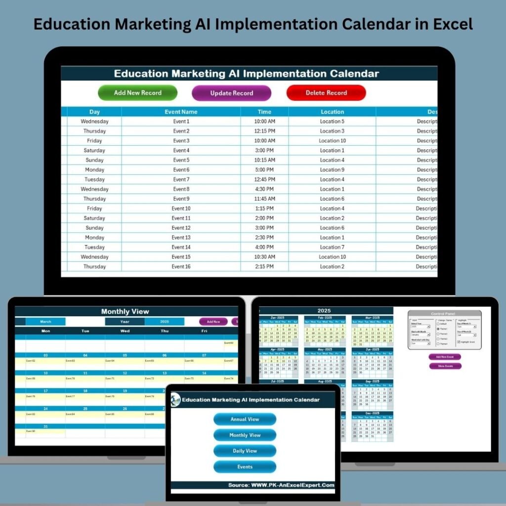 Marketing AI Implementation Calendar in Excel - Next Gen Templates