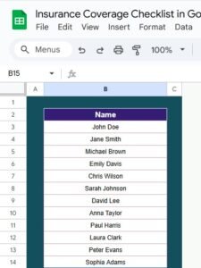 Insurance Coverage Checklist in Google Sheets - Next Gen Templates