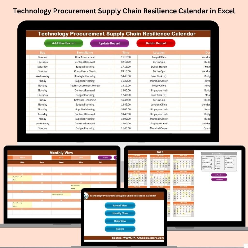 HR Supply Chain Resilience Calendar in Excel - Next Gen Templates