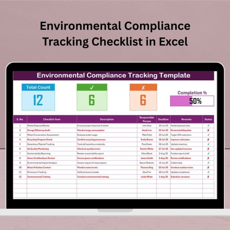 Environmental Compliance Checklist in Excel - Next Gen Templates