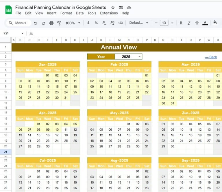 Financial Planning Calendar in Google Sheets - Next Gen Templates