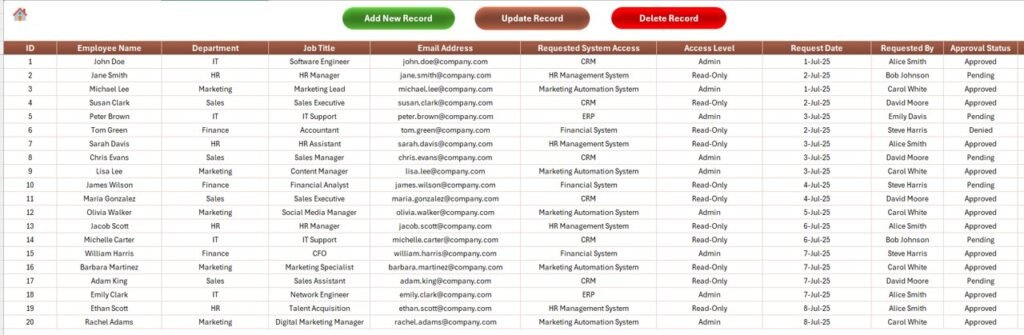 IT System Access Request Tracker in Excel - Next Gen Templates