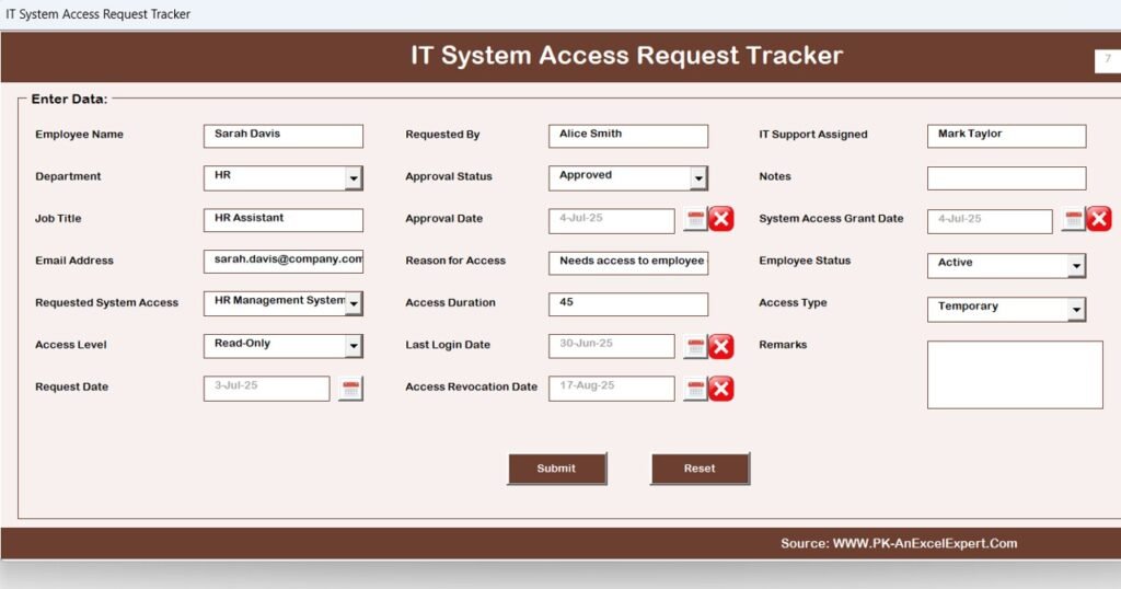 IT System Access Request Tracker in Excel - Next Gen Templates