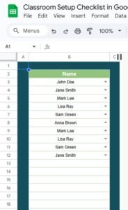 Classroom Setup Checklist in Google Sheets - Next Gen Templates