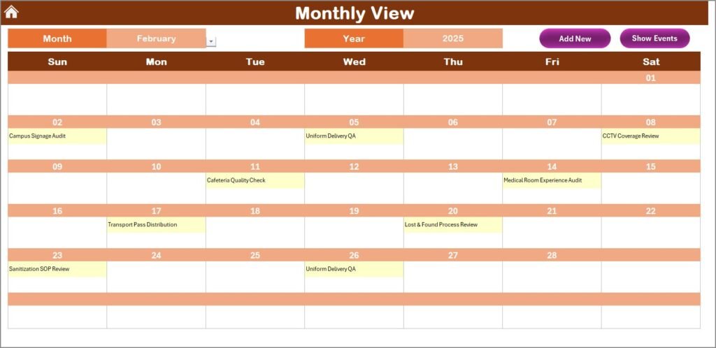 Education Logistics Customer Experience Calendar in Excel - Next Gen ...
