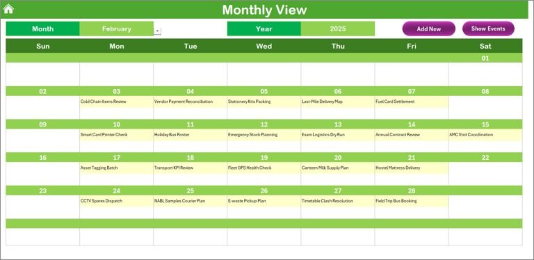 Education Logistics Remote Work Calendar in Excel - Next Gen Templates