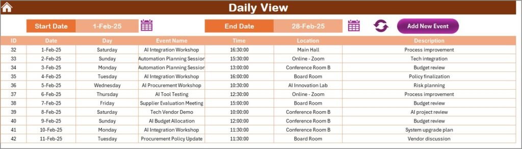 Education Procurement AI Implementation Calendar in Excel - Next Gen ...