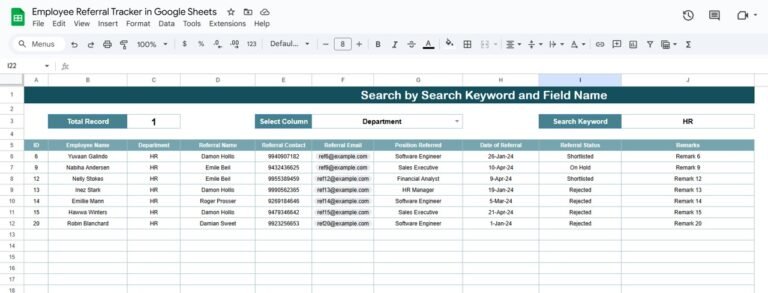 Employee Referral Tracker in Google Sheets - Next Gen Templates