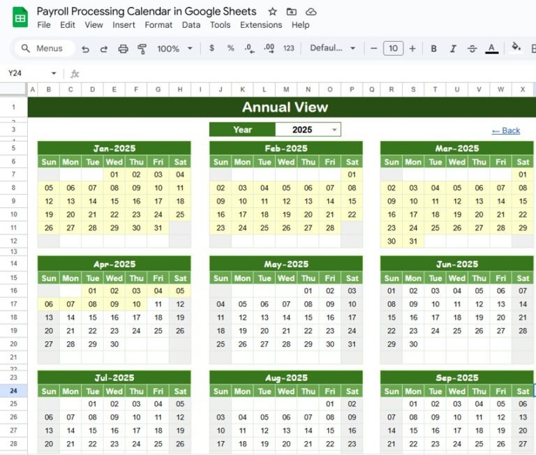 Payroll Processing Calendar in Google Sheets - Next Gen Templates