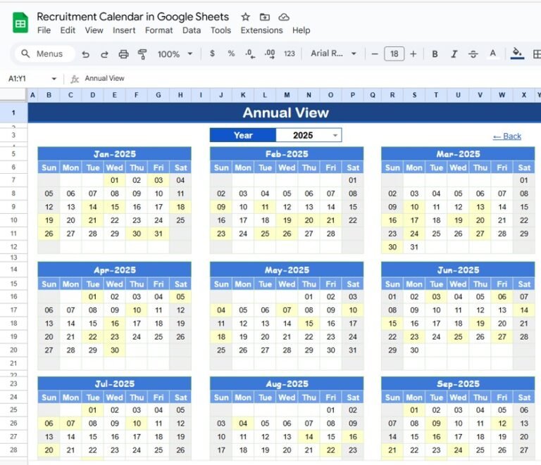 Recruitment Calendar in Google Sheets - Next Gen Templates