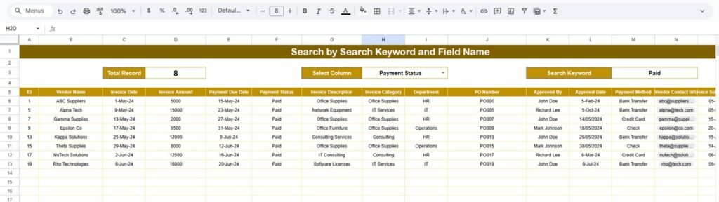Vendor Invoice Submission Tracker in Google Sheets - Next Gen Templates