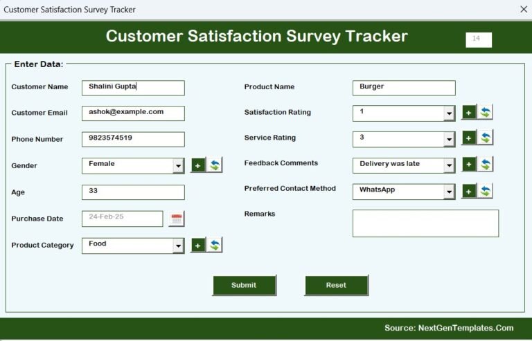Customer Satisfaction Survey Tracker in Excel - Next Gen Templates