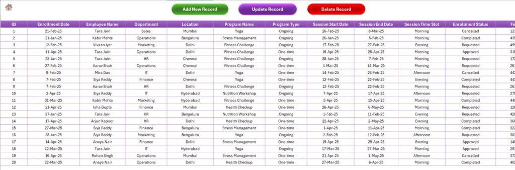Employee Wellness Program Enrolment Tracker in Excel - Next Gen Templates