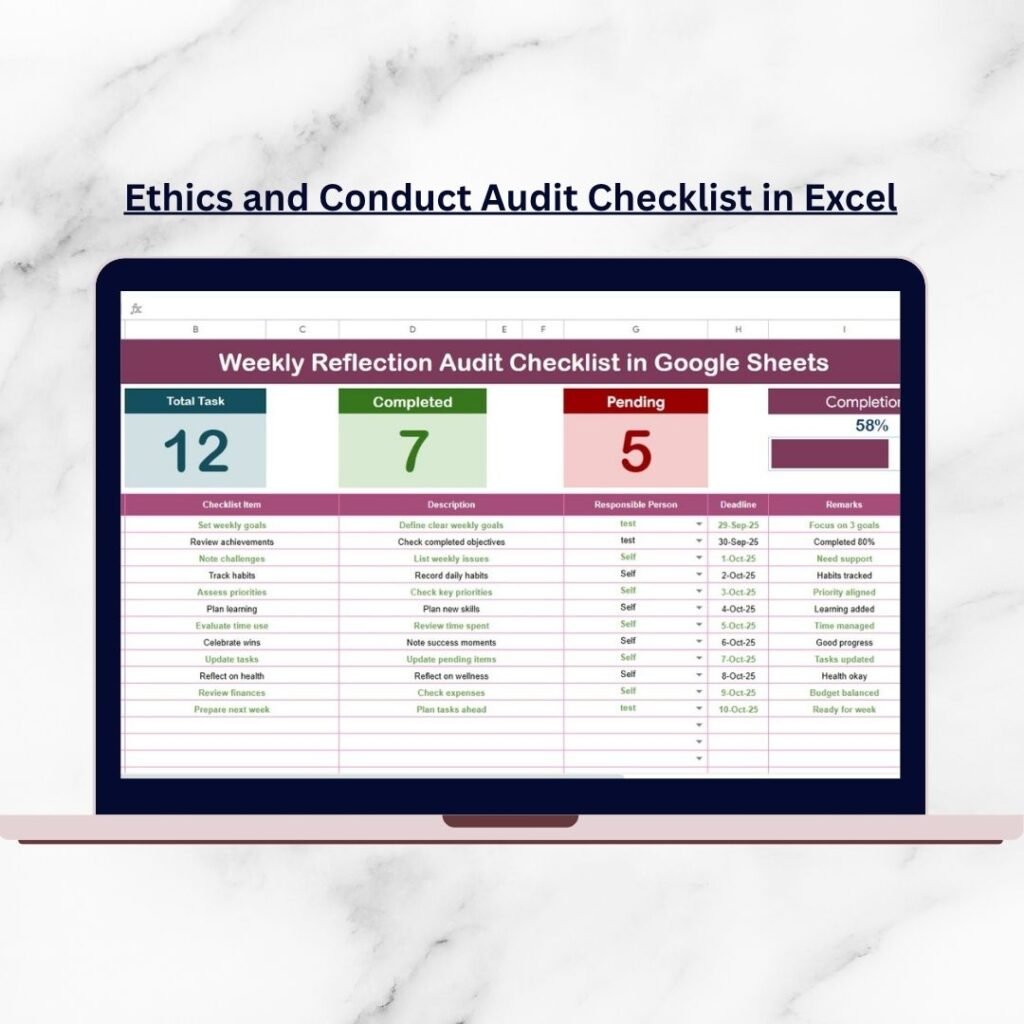 Ethics and Conduct Preparation Guide Checklist in Excel - Next Gen ...