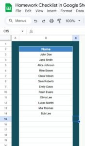 Homework Checklist in Google Sheets - Next Gen Templates