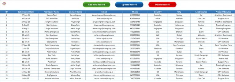 Sales Lead Submission Tracker in Excel - Next Gen Templates