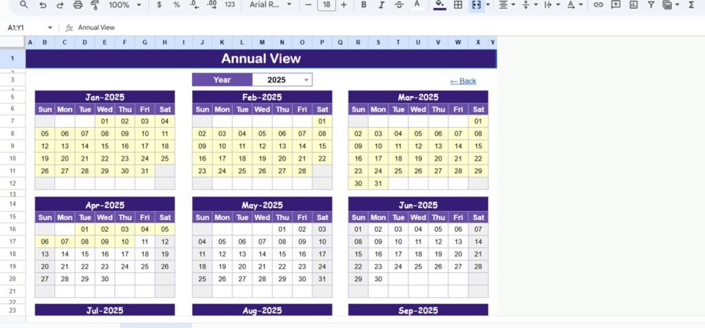 Annual Strategic Planning Calendar in Google Sheets - Next Gen Templates