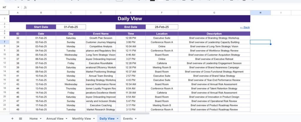 Annual Strategic Planning Calendar in Google Sheets - Next Gen Templates