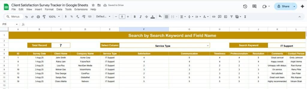 Client Satisfaction Survey Tracker in Google Sheets – Next Gen Templates