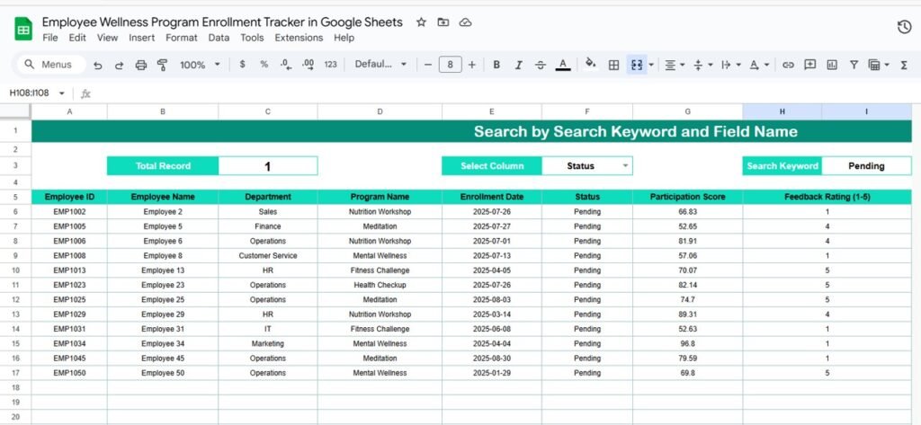 Employee Wellness Program Enrollment Tracker in Google Sheets - Next ...