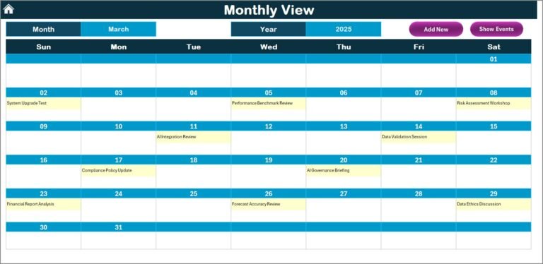 Finance Quality Control AI Implementation Calendar in Excel - Next Gen ...