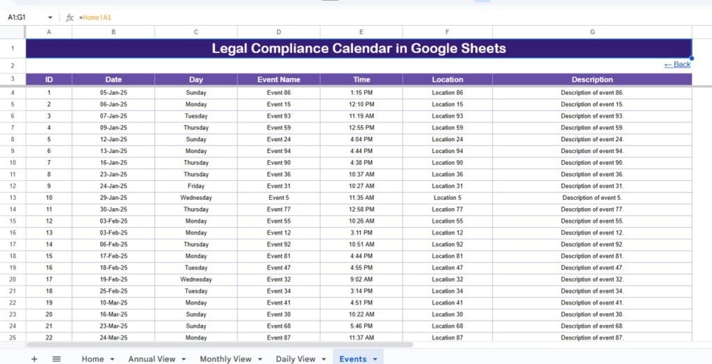 Legal Compliance Calendar in Google Sheets - Next Gen Templates