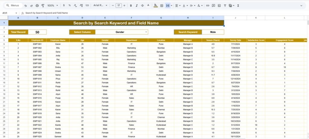 Employee Satisfaction Survey Tracker in Google Sheets - Next Gen Templates