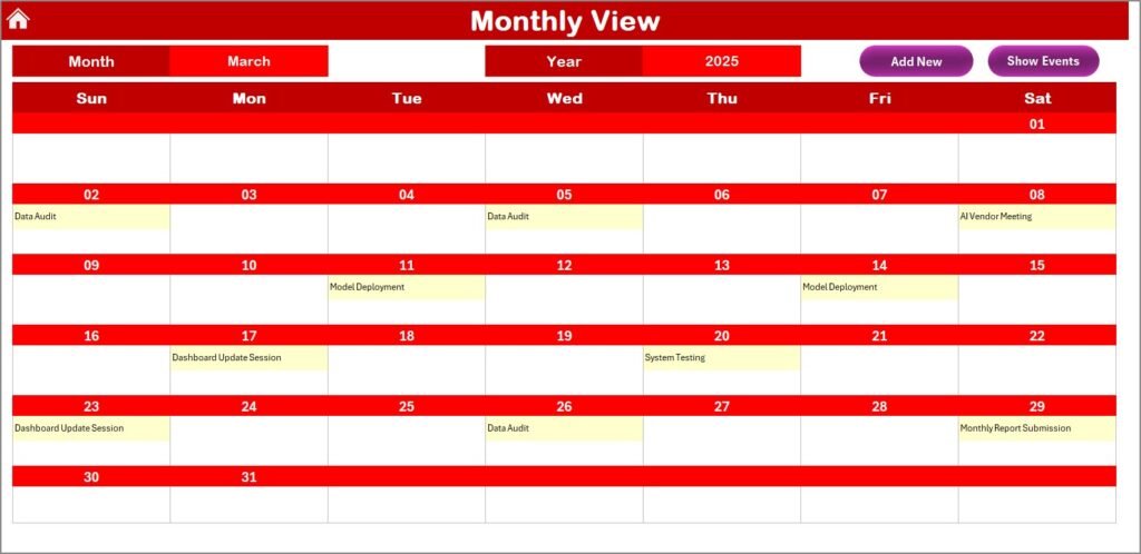 Finance Procurement AI Implementation Calendar in Excel - Next Gen ...