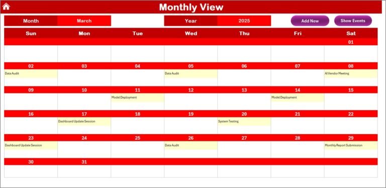 Finance Procurement AI Implementation Calendar in Excel - Next Gen ...