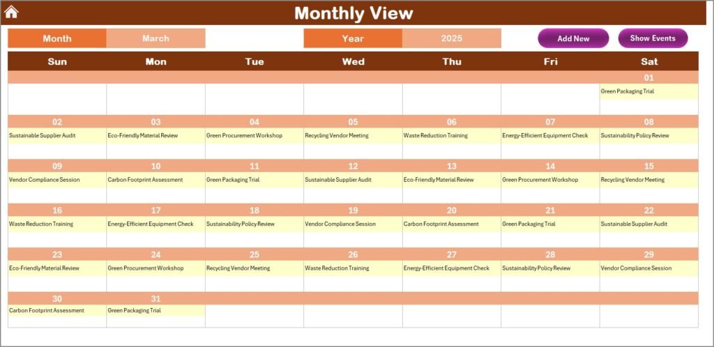Healthcare Procurement Sustainability Calendar in Excel - Next Gen ...