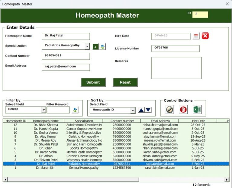Homeopathy Clinic Management System V1.0 in Excel VBA - Next Gen Templates