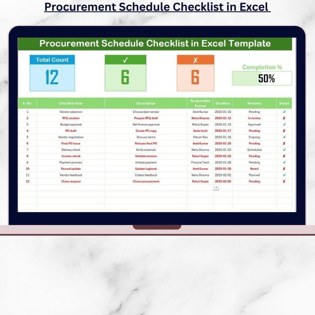 Procurement To-Do List Checklist in Excel - Next Gen Templates